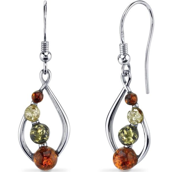 商品名Baltic amber Open Leaf Earringsスターリングシルバー複数の色Peora Genuine Baltic Amber Open Leaf Dangle Earrings for Women 925 Sterl...