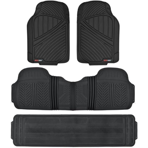 商品名3列 フレックスタフ ゴムマット ブラック MT-773-801-BKMotor Trend 3 Row Odorless Rubber Floor Mats &amp; Liners for Car SUV Van, Durable...