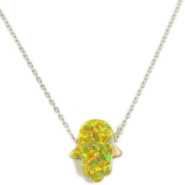 商品名イエローオパールHamsa HandスターリングシルバーネックレスMartinuzzi Accessories Yellow Opal Hamsa Hand 925 Sterling Silver Necklace (16 Inche...