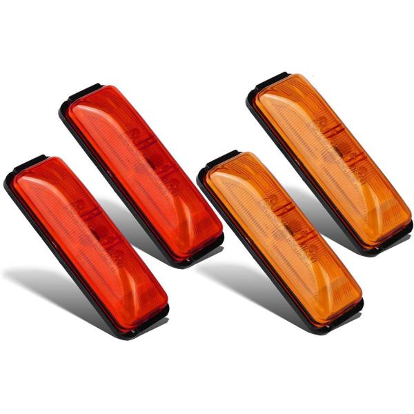 商品名Partsam 4x 防水アンバー/レッド 4LED サイドマーカーライト トレーラー トラック ボート DC12V - スリムウエストPartsam 4x Waterproof Amber/Red 4LED Side Marker ...