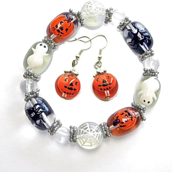 商品名Linpeng E-13/IUP10-6 ハロウィンイヤリングとブレスレットギフトセットLinpeng E-13/IUP10-6 Halloween Earrings and Bracelet Gift Set , blackブランド...