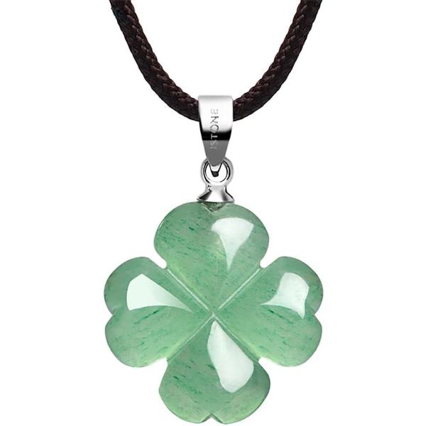 商品名iSTONE 四つ葉のクローバーネックレス グリーンアベンチュリン製 信仰 希望 愛 運 18インチ ロープチェーン 聖パトリックの日, pendant 0.78 inch*1.1 inch, ジェムストーン ジェイド 宝石。, グリ...