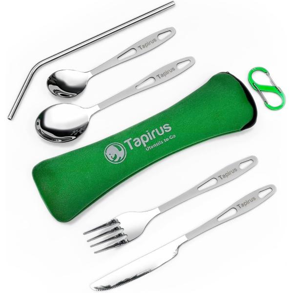 商品名Tapirus Camp Utensils To Go | 6-piece Portable Set | Durable Stainless Steel | Light Weight Silverware With Waterproo...
