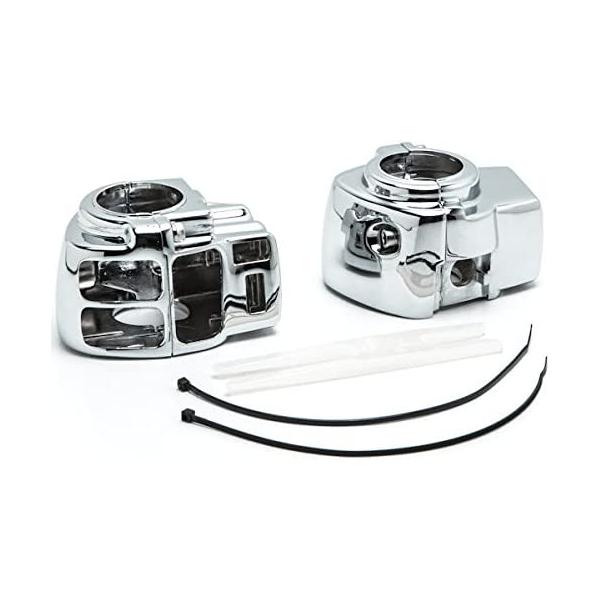 商品名Krator Chrome Handlebar Switch Housings Control Cover Kit Compatible with 2002-2012 Harley Davidson Road King FLHRCIブ...
