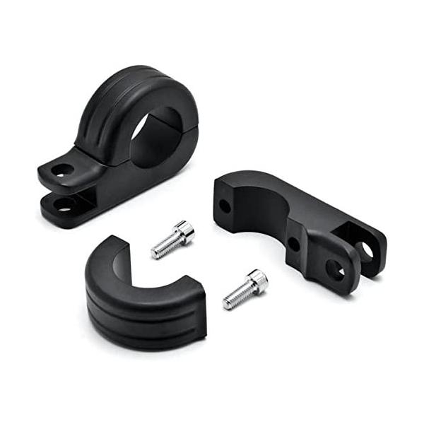 商品名Krator Black 1-1/4"" Engine Guard Tube Bar Footpeg Clamps Compatible with Harley Davidson CVO Softail Deluxe FLSTNSE ...