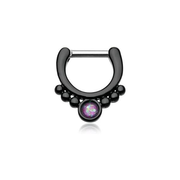 商品名wildklassジュエリーパープルオパールブラックSeptumクリッカー14 g 1 / 4 "" 6 mmクラシックGem Grandiose鼻ベリーWildKlass Jewelry Purple Opal Black Sept...