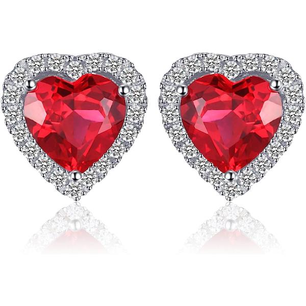 商品名jewelrypalace Heart of Ocean 3.8 CT CreatedレッドRuby Love Forever Haloスタッドイヤリング925スターリングシルバーJewelryPalace Heart Of Ocea...