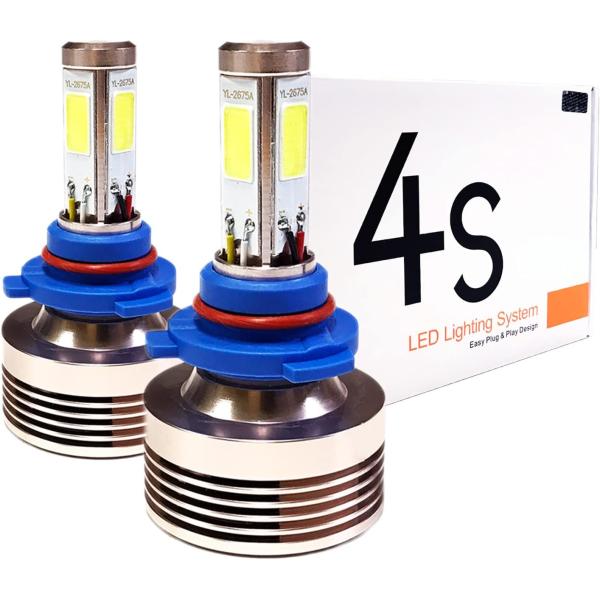 商品名SOCAL-LED 2x 4S HB3 9005ヘッドライトバルブLED変換キット80W 8000LM COB LED電球、6000Kクリスタルホワイト、4サイドライト9005 HB3 4S LED Fog Light Bulbs f...