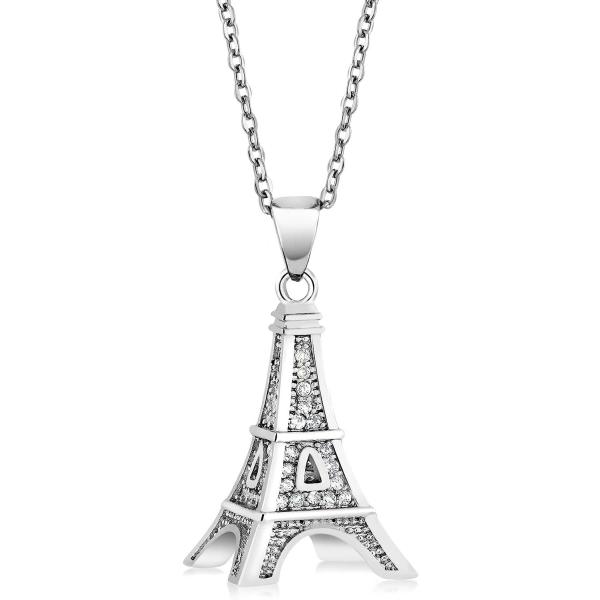 商品名Gem Stone King ホワイト CZ エッフェル塔 ネックレス ペンダントGem Stone King 925 Sterling Silver France Eiffel Tower White CZ Pendant Neck...