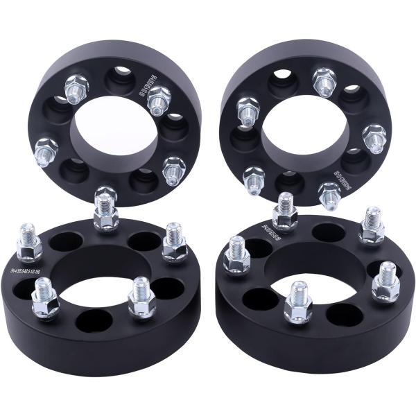 商品名DCVAMOUS ホイールアダプター ブラック 5x4.5~5x5 1.5インチ フォードジープ対応 - 4個 5x414.3~5x127 ホイールアダプター 1/2インチスタッド付き Wrangler Cherokee Libert...