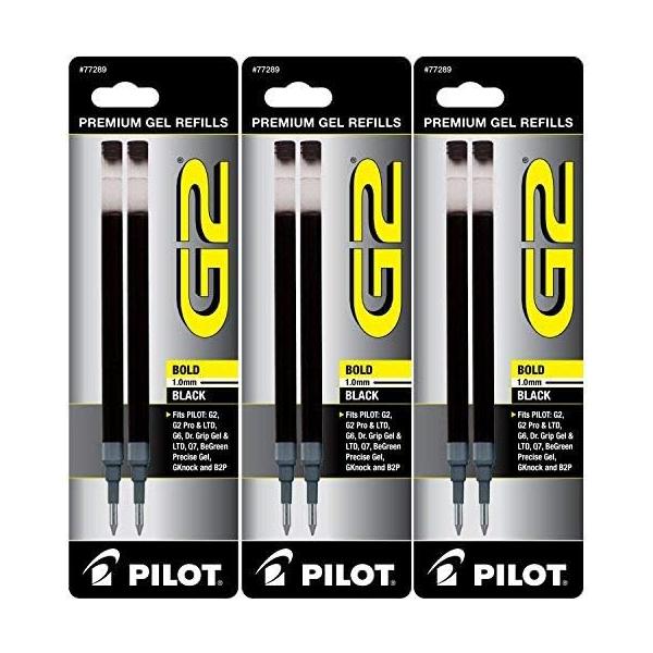 商品名Pilot G2 ゲルインクリフィル 2本パック ローリングボールペン用 太字 ブラックインク 3パック = 6本入りPilot G2 Gel Ink Refill, 2-Pack for Rolling Ball Pens, Bol...