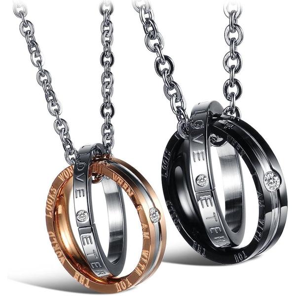 商品名彼の彼女チタン鋼カップルペンダントネックレスマッチングセットEngraved Loveスタイル記念ガールフレンドバレンタインデーのギフトFeraco His Hers Matching Set Necklace For Couples...