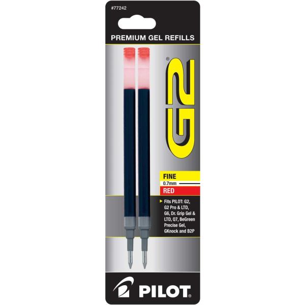 商品名Pilot G2 ゲルインク詰め替え用 4個パック ボールペン用 細字 赤 (77242)4 PACK Pilot G2 Gel Ink Refill, 2/pk for Rolling Ball Pen Fine Point Red...