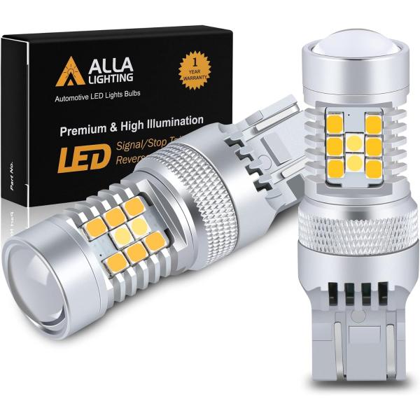 商品名Alla Lighting 7444NA 7443 LED スイッチバック ウィンカーライト電球 デュアルカラー アンバーイエロー/6000K ホワイト ウインカーランプ/パーキングライト/DRL スーパーブライト 7442NAK 7...