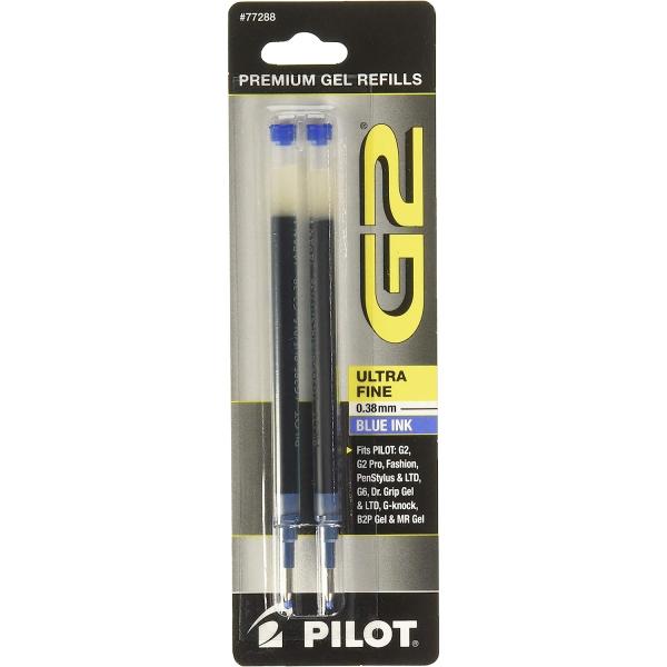 商品名Pilot g2 Gelインク詰め替え、2 - Pack for Rolling Ball Pens , Ultra Fine Point ,ブルーインク( 77288 ) ,パックof 12リフィルPilot G2 Gel Ink ...