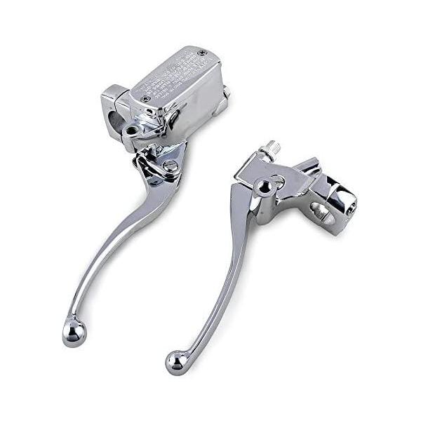 商品名1インチ ハンドルバー 14mm 左右手フロントボアホール オートバイ クラッチ＆油圧ブレーキマスターシリンダーレバー M25-116 M25-127Anzio 1"" Handlebar 14mm Left Right Hand F...