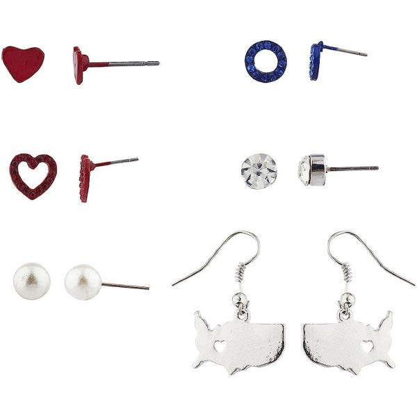 商品名LUX ACCESSORIES Silvertone Independence Day July 4th Multi Earring Set (6PC)ブランド：LUX ACCESSORIES商品サイズ：高さ：1 cm横幅：4.8 c...