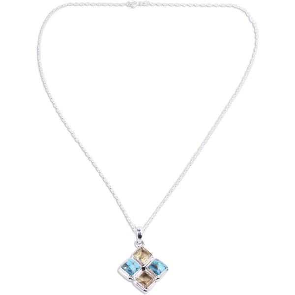 商品名Novica multi-gemシトリン。925スターリングシルバーペンダントネックレス、18、」「Sun Meets Sky」NOVICA Multi-Gem Citrine .925 Sterling Silver Pendant...