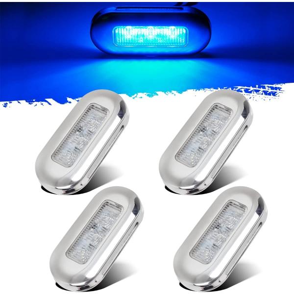 商品名楕円形 カーテシーライト 車内灯 青色 LED 3インチ 4個 用途 ヨット マリンボート 階段 デッキ 庭 透明レンズPartsam 4pcs 3"" Blue LED Oblong Courtesy Light Marine Bo...