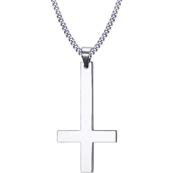 商品名VnoxジュエリーステンレススチールUpside Down Crossネックレスメンズ、逆ペンダント、24 ""VNOX Stainless Steel Inverted Cross Necklace, Upside Down Cro...