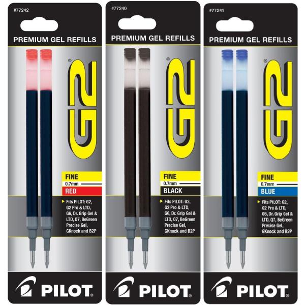 商品名Pilot G2 ゲルインクリフィル 2パック ローリングボールペン用 細字 ブラック レッド ブルーPilot G2 Gel Ink Refill, 2-Pack for Rolling Ball Pens, Fine, Black...