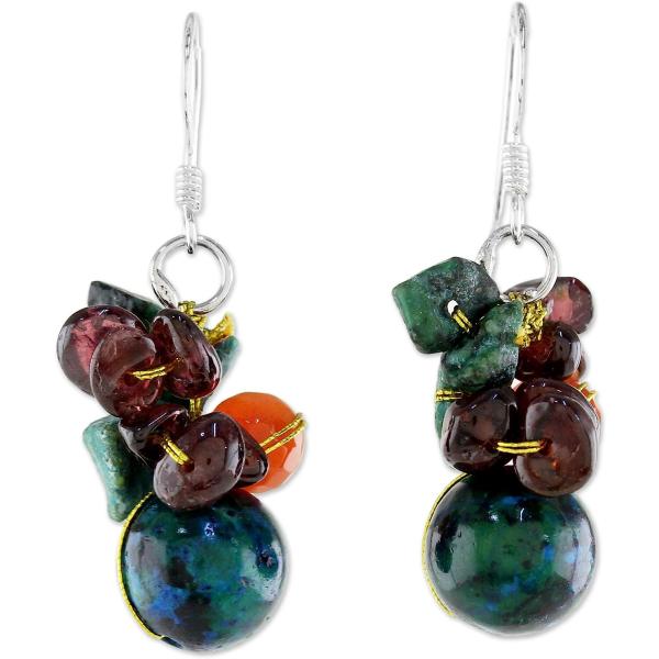 商品名Novica multi-gemカーネリアン。925スターリングシルバークラスタイヤリング' Tropical Oasis 'NOVICA Multi-Gem Carnelian .925 Sterling Silver Cluste...