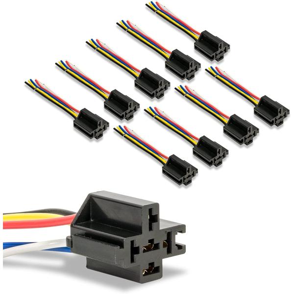 商品名10 Pack - Bosch Style 12V DC 5-PIN SPDT Interlocking Relay Socket Harness Base (with Wires)ブランド：ONLINE LED STORE商品サイズ...