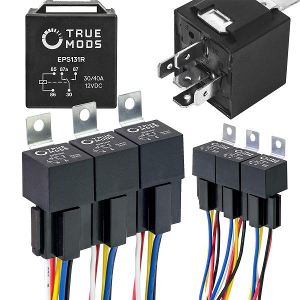 商品名6 Pack Bosch Style 5-Pin 12V Relay Kit [Interlocking Harness Socket Holder] [14 AWG Hot Wires] [SPDT] [30/40 Amp] 12 ...