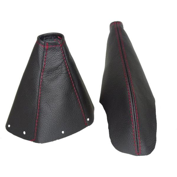 商品名The Tuning-Shop Ltd for Toyota Supra MK4 1993-2002 Shift &amp; E Brake Boot Black Genuine Leather Red Stitchingブランド：T...