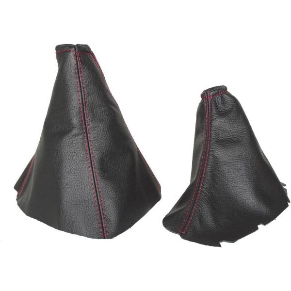 商品名The Tuning-Shop Ltd for KIA Sorento 2002-2006 Shift &amp; E Brake Boot Black Genuine Leather RED Stitchingブランド：The Tu...