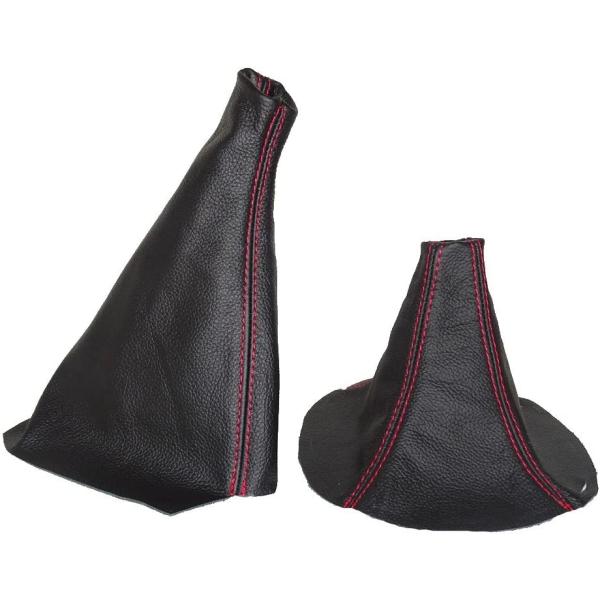 商品名The Tuning-Shop Compatible with Shift &amp; E Brake Boot for Mazda RX-7 FD 1992-2002 Black Leather RED Stitchingブランド：...