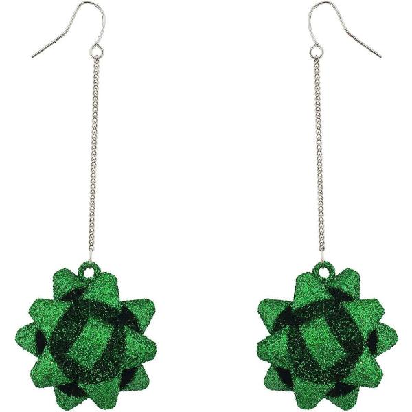 商品名ラックスアクセサリーSilvertone Green Glitter Christmas Present BowダングルイヤリングLux Accessories Silver Tone Green Glitter Christmas ...