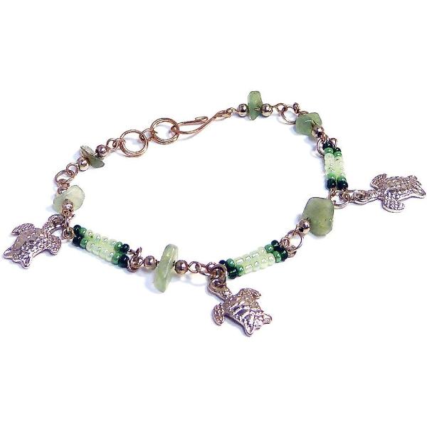 商品名ウミガメチャームビーズブレスレット One Size グリーンMia Jewel Shop Silver Metal Sea Turtle Charm Dangle Multicolored Seed Beaded Chip Ston...