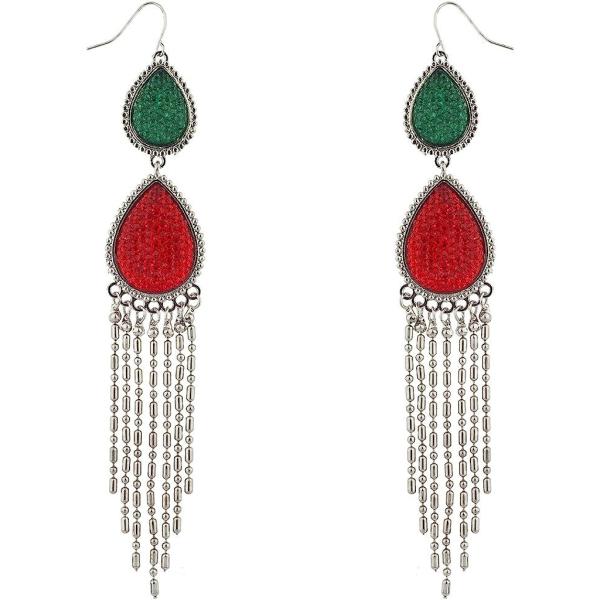 商品名Lux Accessories Silvertone Red Green Caviar Glitter Christmas Fringe Earringsブランド：LUX ACCESSORIES商品サイズ：5""高さ：2.8 cm横幅...