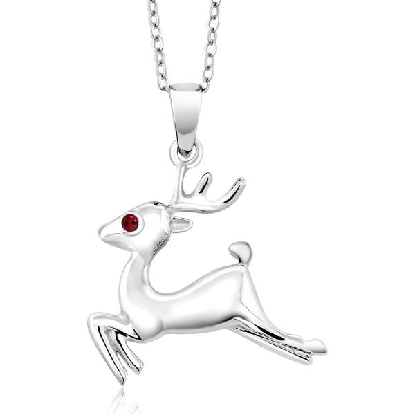 商品名Gem Stone King ラウンド レッド 合成 ルビー シルバー925(純銀) ネックレス ペンダント 45cm チェーンGem Stone King 925 Sterling Silver Red Created Ruby R...