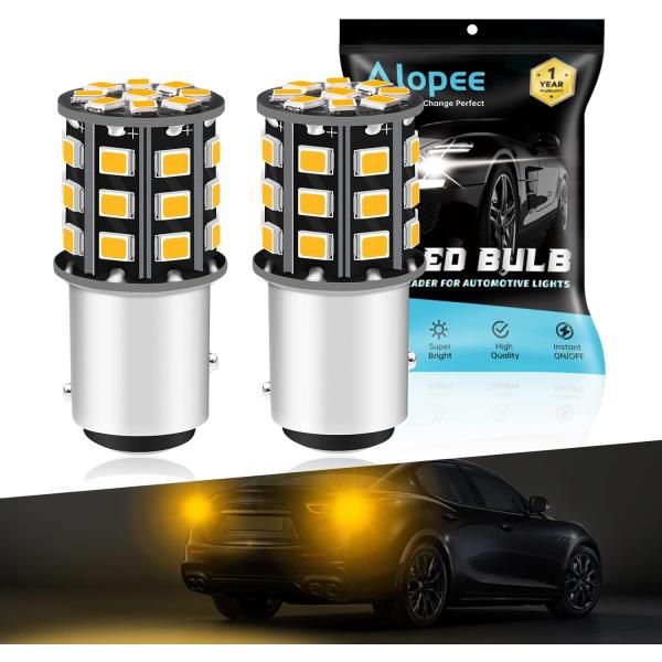 商品名AMAZENAR 2-Pack 1157 BAY15D 1016 1034 7528 2057 2357車ターンシグナルライト - 12V-24V非常に明るいアンバー/イエロー2835 33 SMD LED電球 - テールブラインダー...