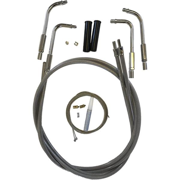 商品名Venhill U01-4-404 ハーレーダビッドソン V-Twin オートバイ編みスロットルとアイドルケーブルキット (ケーブル2本、プッシュインベンド)Venhill U01-4-404 H-D Twin Cam V-Twin ...