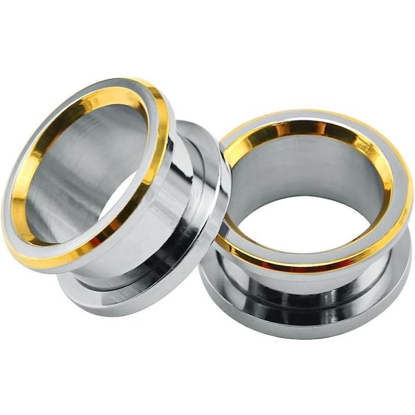 商品名316lステンレススチールゴールドベベルエッジFlesh耳トンネルプラグ耳ゲージエキスパンダーボディジュエリー316L Stainless Steel Gold bevel Edge Flesh Ear Tunnel Plug Ear...