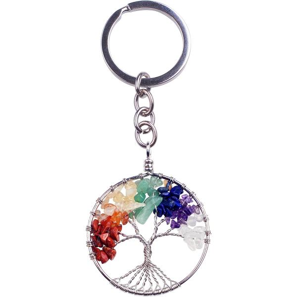 商品名Joyaギフトツリーの生活キーチェーン天然クリスタルストーンハンドメイドDIYキーチェーンチャームペンダントネックレスJoya Gift Women Keychian 7 Chakra Tree of Life Natural Cry...