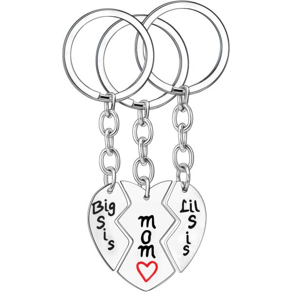 商品名bespmospのセット3 Big Sis Mom Little SisペンダントキーチェーンセットGifts for Mom and DaughtersステンレススチールBESPMOSP Mom Keychain From Daug...