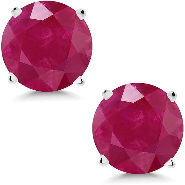 商品名Gem Stone King 1.10カラット 天然 ルビー ピアス レディース 14金 ホワイトゴールド K14 7月 誕生石Gem Stone King 14K White Gold Red Ruby Women Stud Ear...