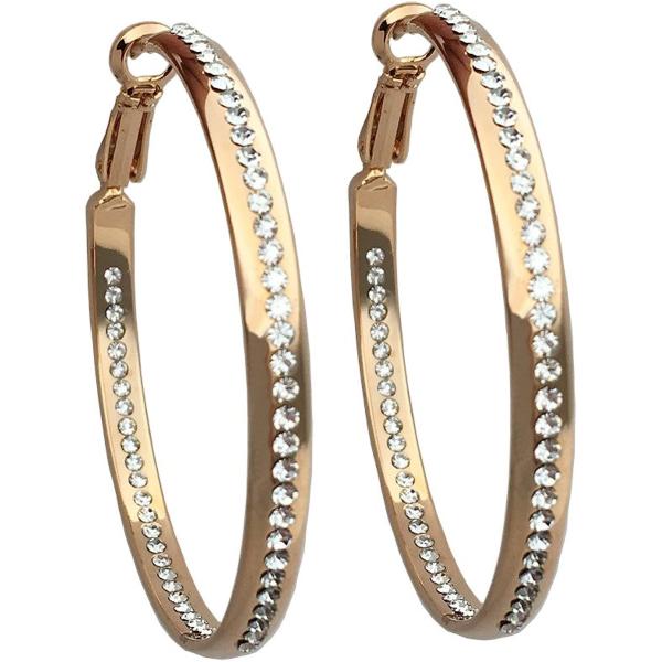 商品名ySjoY Womens 2-row 30 mm / 1.18inchシルバー合金ラインストーンキュービックジルコニアフープイヤリングYSJOY Womens 1.8 Inch /45mm Stainless Steel 18K Ro...