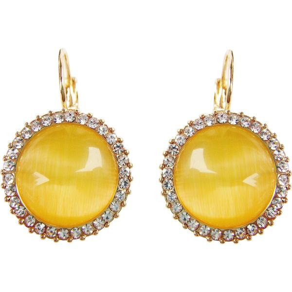 商品名Navachi 18 Kゴールドメッキクリスタルイエローcreated-opallラウンドaz1009h LeverbackフープイヤリングNavachi 18k Gold Plated Crystal Yellow created-...