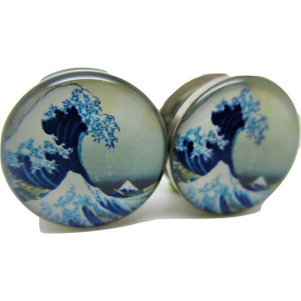 商品名The Great Wave 耳栓 - ステンレススチール ねじ込み式耳栓 - 7サイズ - 新品 ペアPierced Republic The Great Wave Ear Plugs - Stainless Steel Screw...