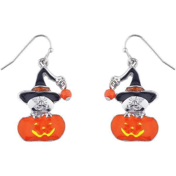 商品名Lux Accessories Halloween Silvertone Enamel Witch Pumpkin Charm Dangle Earringsブランド：LUX ACCESSORIES商品サイズ：高さ：1.5 cm横幅：...
