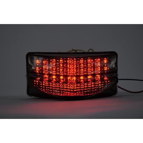 商品名Topzone Moto Smoked Lens Motorcycle Led Taillights Brake Tail Light with Integrated Turn Signal Lamp Indicators For H...