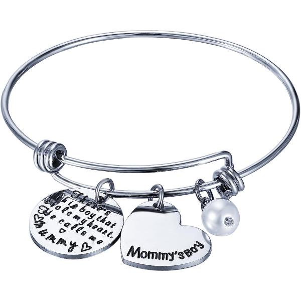 商品名CJ &amp; M MOM Sonブレスレット   母の日ギフトから息子There Is a Boy Who Stole My Heart、彼はCalls Me MummyバングルブレスレットCJ&amp;M Mom Son Bra...