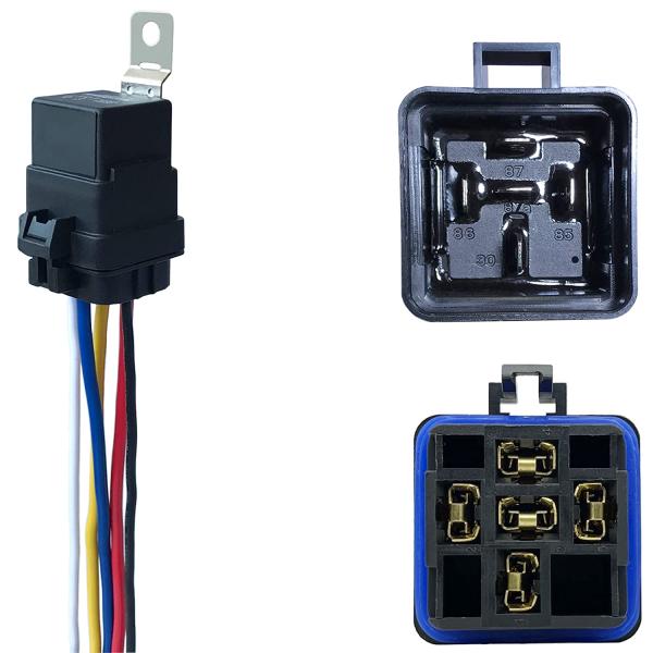 商品名irhapsody 1 paquete de rel  y arn s impermeables de 40/30 amperios, 12 V CC, cables de cobre esta ado de 12 AWG, rel ...