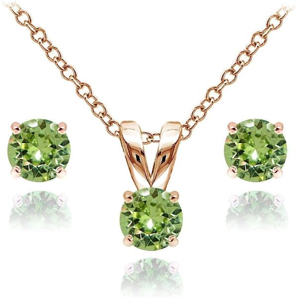 商品名GemStar USA ローズゴールドフラッシュスターリングシルバー ソリティアネックレス&amp;スタッドイヤリングセット スワロフスキークリスタル製B. BRILLIANT Rose Gold Flashed Sterling S...