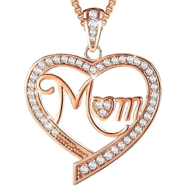 商品名アド・グロー・クリスマス・デイ・ギフトママ・ラブ・ハート・ペンダント・ネックレス、ローズ・ゴールド・ファッション・ジュエリー、女性用、誕生日結婚記念日感謝祭クリスマスプレゼント、子供、娘、息子から彼女、母Ado Glo Mother’...